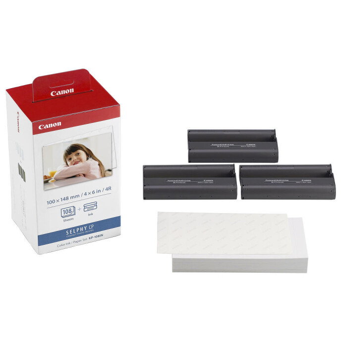 Canon SELPHY CP1500 Compact Photo Printer White With KP 108 Ink Paper