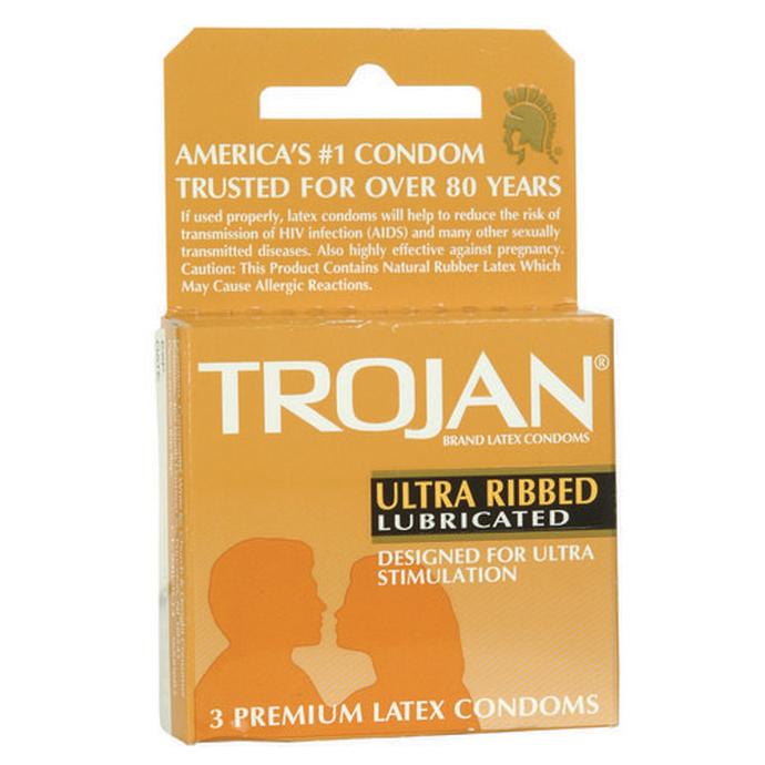 Trojan Condoms 3pk Brown Ultra-Ribbed Lubricated | Condoms and Feminine ...